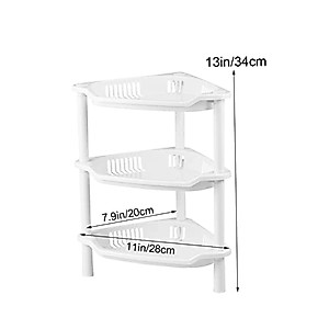 STOBAZA 3 Shelf Layer Stand Home Plastic Shelves Corner Storage Kitchenwhite Basket Organizer Small Household Desk Bathroom for Rack