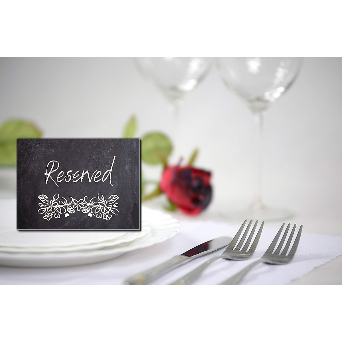 15 Reserved Signs for Tables Wedding Reception | Reserved Table Cards | Table Setting Cards |Vintage Chalk Design | 4 x 6 Double Sided Print | Party Events
