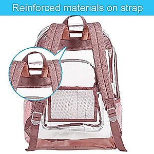 Clear Backpack, Transparent Bookbag Heavy Duty See Through Backpacks for Women - Pink
