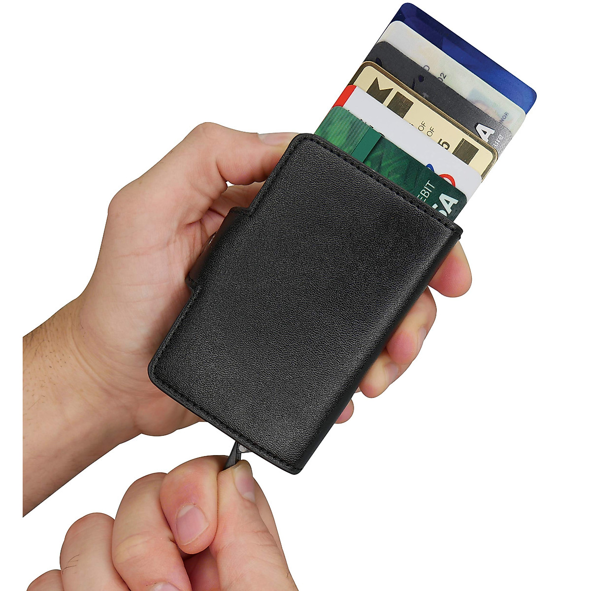 Quick Card Wallet : As Seen On TV Slim RFID Blocking Money Clip with Aluminum Automatic Pop-up Money Clip Wallet Automatic Pop-up Card Holder Case