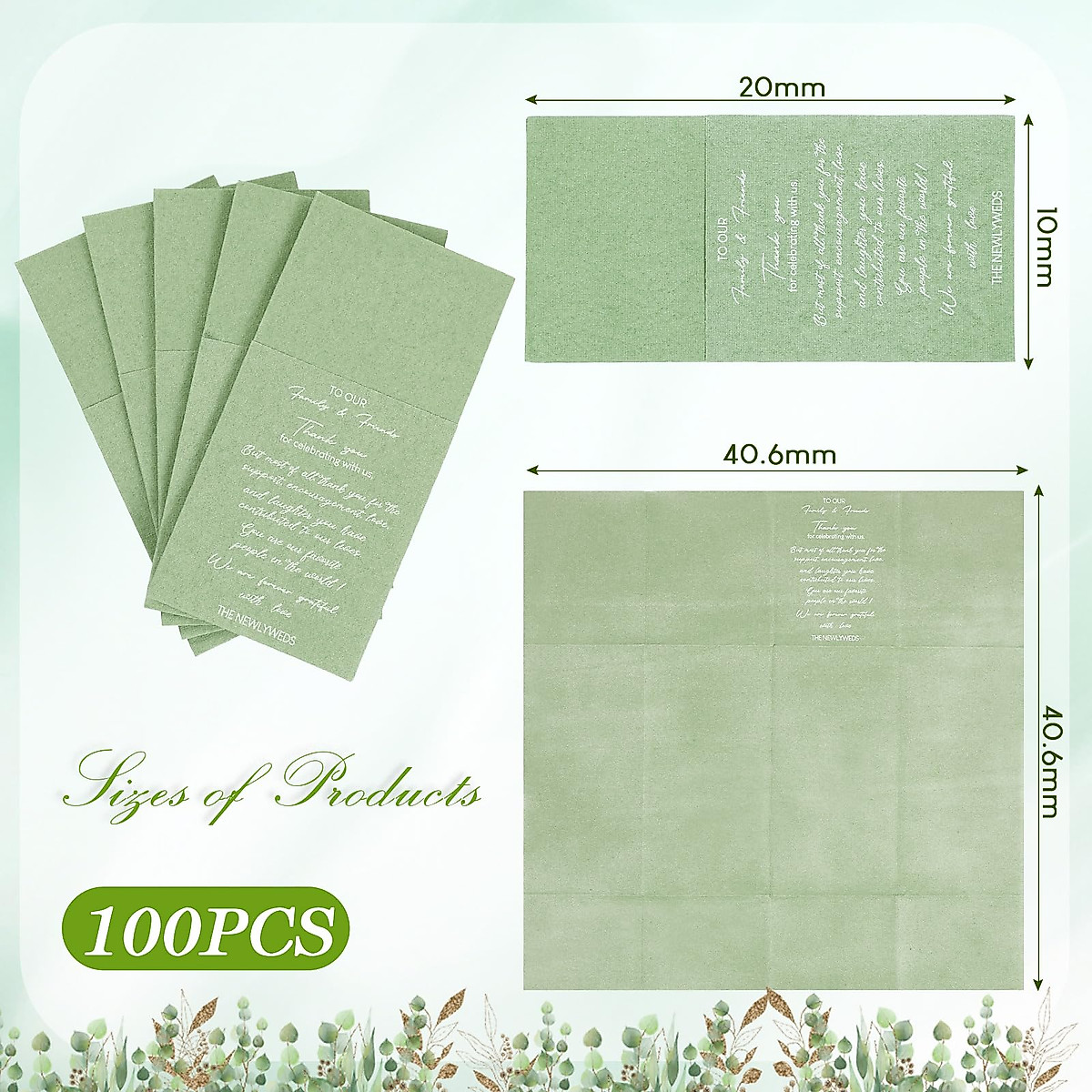 Tatuo 100 Pack Sage Green Napkins Disposable Linen Feel Dinner Napkins with Built in Flatware Pocket Sage Green Paper Napkins for Wedding Dinner Lunch Kitchen Birthday Party Favors