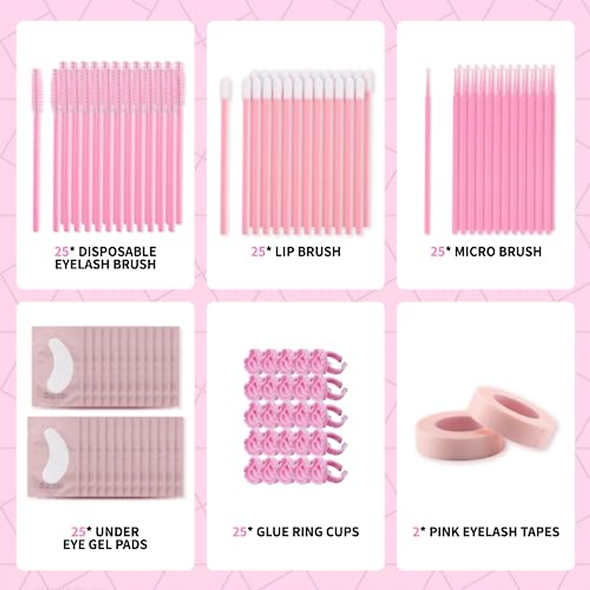 Embagol Lash Practice Kit For Beginners Professional Lash Accessories With Mascara Brushes, Glue Rings, Lash Tape, Gel Eye Patches Eyelash Extensions Training School Supplies