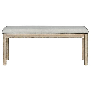 LUMISOL 6-Piece Dining Table Set with Bench for 6, Wood Kitchen Table with Grain Pattern Tabletop, Cushioned Chairs and Upholstered Bench, Dining Room Table Set for 6 People Dinette Set