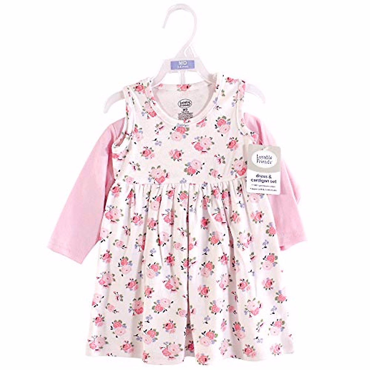 Luvable Friends baby girls and Cardigan Casual Dress, Pink Floral, 18-24 Months US