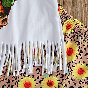 wdehow Toddler Baby Girl Clothes Set Long Sleeve Tassel T-Shirt Top Bottom Sunflower Flare Pants 2pcs Spring Summer Outfits (Yellow, 4-5T)