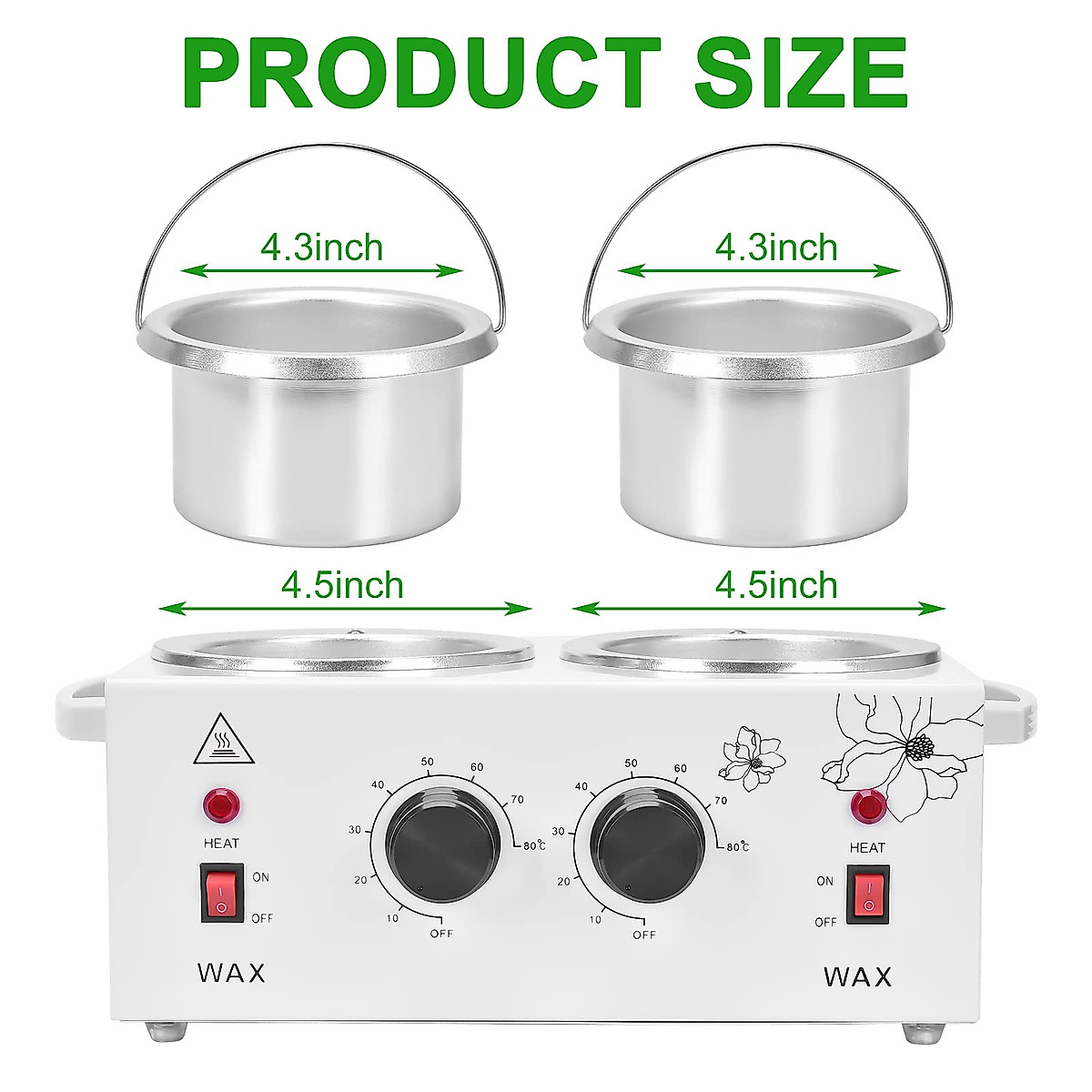 Panghuhu88 Double Wax Warmer, Professional Electric Wax Heater, Wax Pot Dual Parrafin Waxing Machine, SPA Equipment Adjustable Temperature, Facial Skin Hair Removal Tool Set