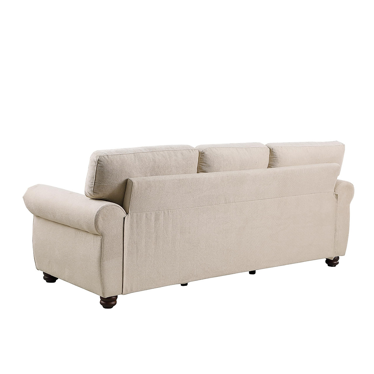 GIA Furniture Home Series Mid-Century Modern 84.65'' Wide Fabric Chenille Couch 3-Seater Sofa with Solid Wood Frame and Brown Legs,Beige