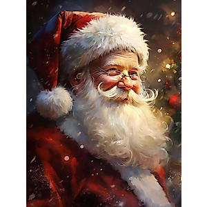 SKRYUIE 5D Santa Claus Diamond Art Painting Kits - DIY Diamond Art Christmas in July, Full Round Drill - Crystal Embroidery Cross Stitch - Adult Craft for Wall & Office Decor - 12x16 inch