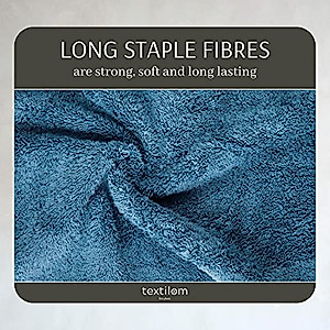 TEXTILOM 100% Turkish Cotton 6 Pcs Bath Towel Set, Luxury Bath Towels for Bathroom, Soft & Absorbent Bathroom Towels Set (2 Bath Towels, 2 Hand Towels, 2 Washcloths)- Mid Blue