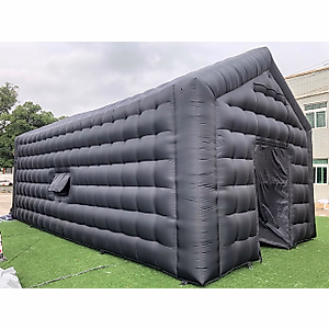 Large Black Inflatable Cube Wedding Tent Square Gazebo Event Room Big Mobile Portable Night Club Tent Party Pavilion for Backyard/Outdoor Events(29.5ftx16.5ft)