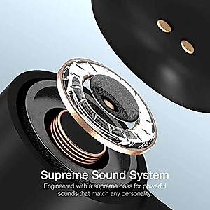 TETHYS True Wireless Earbuds - Bluetooth 5.0 in-Ear Headphone Compatible with iPhone & Android Phone, Built-in Microphone/Pro Bass/Charging Case Included, Buds IPX5 Sweatproof for Sport - Black