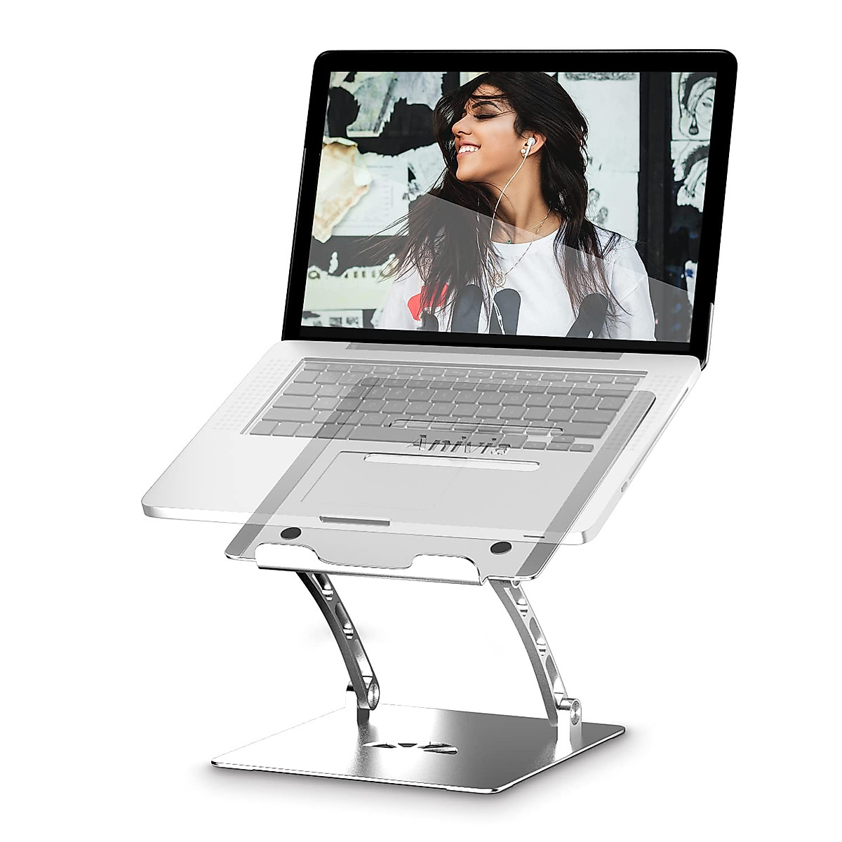 Anivia Laptop Stand,Adjustable Laptop Computer Stand Portable Foldable Laptop Riser Metal Holder Compatible with 10 to 17 Inches Notebook Computer, Silver