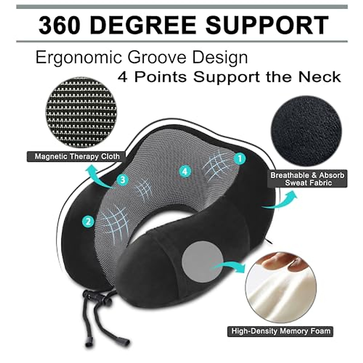 urnexttour Travel Pillow and Blanket Set Neck Pillow Airplane Memory Foam for Traveling Compact with Bag Black