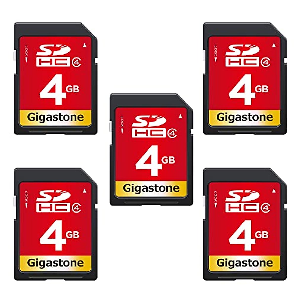 Gigastone 4GB SD Card 5 Pack SDHC Class 4 Memory Card for Photo Video Music Voice File DSLR Camera DSC Camcorder Recorder Playback PC Mac POS 5pcs in Pack (Pack of 5), with 5 Mini Cases