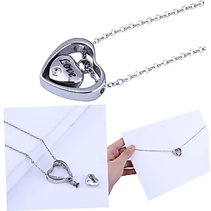 USHOBE 2pcs Stainless Steel Jewelry for Women Friends Necklaces Pet Cremation Jewelry Memorial Cremation Love Pendant Neckalce Pet Memorial Ornament Urn Ashes Pendant Miss Simple