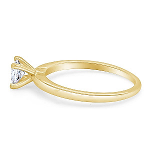 Jewel Zone US Princess Cut White Cubic Zirconia Anniversary Solitaire Ring in 14k Gold Over Sterling Silver (0.25 Carat)