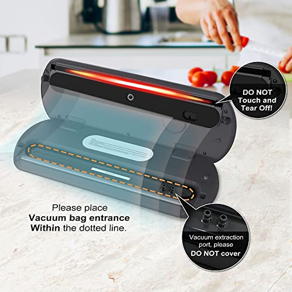 KitchenBoss Food Vacuum Sealer Machine: Vacuum Sealing System for Foods, Automatic Kitchen Vac Sealer Machines, Dry and Moist Food Storage Preservation