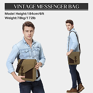 VASCHY Small Messenger Bag, Vintage Canvas Leather Lightweight Crossbody Bag