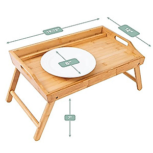 ROSSIE HOME Bamboo Bed Tray, Lap Desk with Phone Holder - Fits up to 15.6 Inch Laptops and Most Tablets - Natural - Style No. 78007, Medium