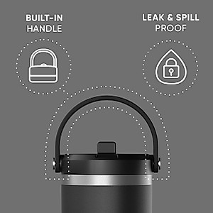 Hydrapeak Nomad 32 oz Tumbler with Handle and Straw Lid, Leakproof Tumbler, Tumbler Lid Straw, Double Insulated Tumblers, 32oz Double Insulated Cup Straw, Stainless Steel (Black)