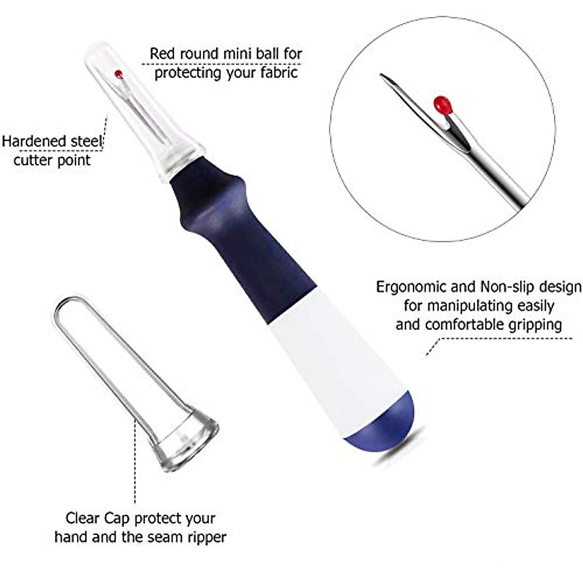 3 Pieces Ergonomic Grip Seam Ripper , Colorful Large Thread Remover for Sewing Crafting Removing Embroidery Hems and Seams