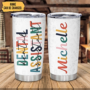 Hyturtle Personalized Dentist Tumbler Coffee - Dental Assistant Stainless Steel Tumbler 20 oz With Lid - Idea Gifts For Dentists, Women, Dental Hygiene, Men, Hygienist - Gifts For Birthday