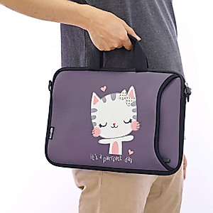 RICHEN 10 inch Messenger Bag Carrying Case Sleeve with Handle Accessory Pocket Fits 7 to 10-Inch Laptops/Notebook/ebooks/Kids Tablet/Pad (7-10.2 inch, Cute Cat)