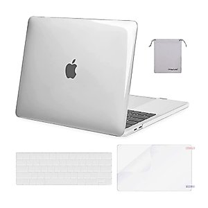 MOSISO Compatible with MacBook Pro 15 inch Case 2019 2018 2017 2016 Release A1990 A1707 with Touch Bar, Plastic Hard Shell Case & Keyboard Cover & Screen Protector & Storage Bag, Crystal Clear