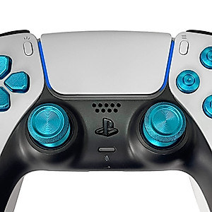 E-MODS GAMING Metal Thumbsticks D-pads ABXY Buttons Repair Kits for PS5 Controller - Replacement Aluminum Action buttons & Analog Joystick & Directional Pads for PlayStation 5 Controller (Blue)