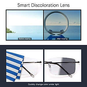 MIRYEA Photochromic Progressive Multifocal Computer Reading Glasses Anti UV Sun Readers