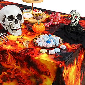 3 Pcs Lava Tablecloth Halloween Table Covers Dinosaur Tablecloth Flame Tablecloth Lava Party Supplies Volcano Tablecloth for Volcano Dinosaur Theme Party Halloween Lava Game Decor, 54 x 108 Inches