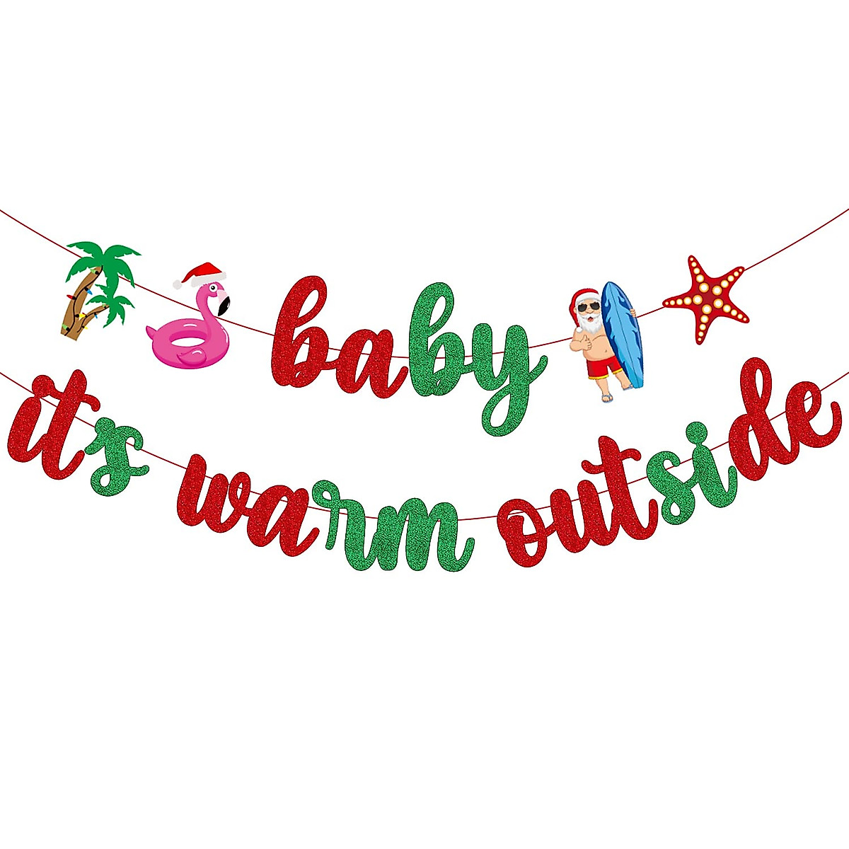 July Christmas Party Decorations, Baby Its Warm Outside Banner,Hawaii Mele Kalikimaka Christmas Decorations, Tropical Summer Christmas Banner Decorations