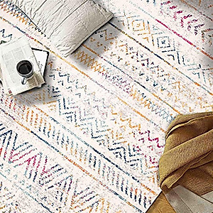 Rugshop Geometric Boho Perfect for high Traffic Areas of Your Living Room,Bedroom,Home Office,Kitchen Stain Resistant Area Rug 3'3" x 5' Multi