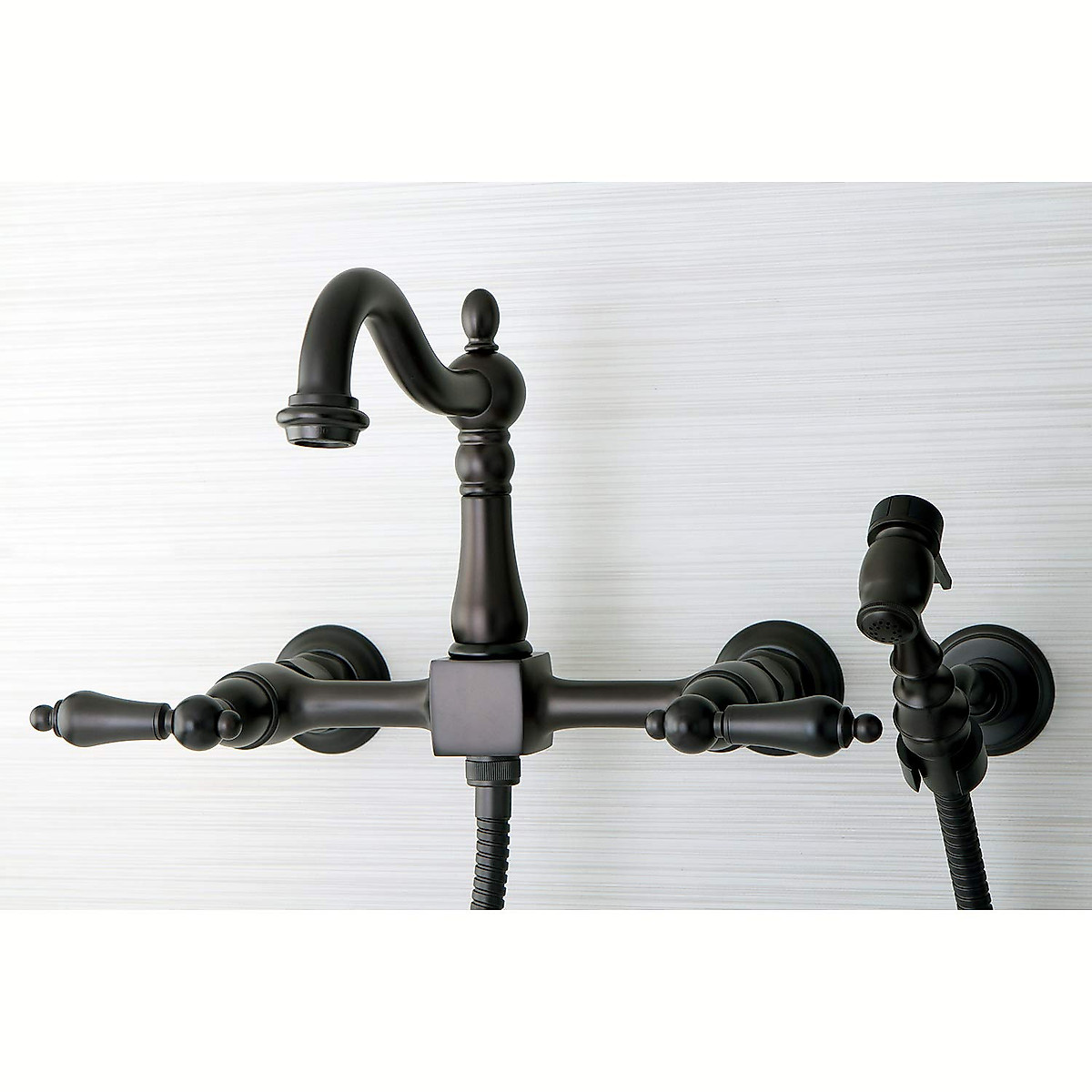 Kingston Brass KS1265ALBS Heritage Bridge Kitchen Faucet, Oil Rubbed Bronze