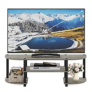 Furinno Turn-S-Tube Wide TV Entertainment Center, Oak Grey/Black