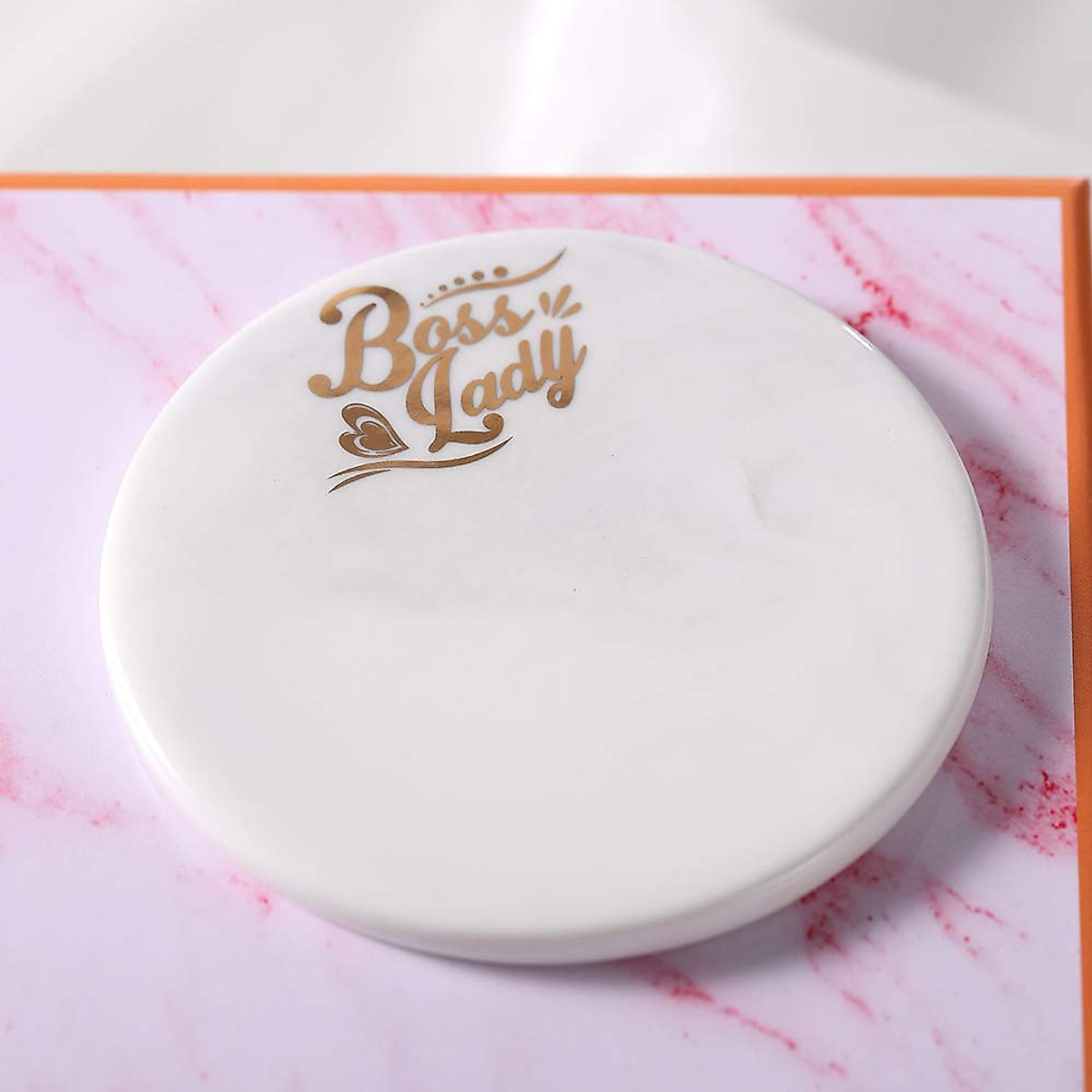 GOFOIT Boss Lady Pink Marble Ceramic Coffee Mug 11.5 Oz with Coasters Birthday Gifts for Women Mom and Girl Female Entrepreneur Business Owner Coffee Mug