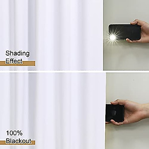 OWENIE Opal White 100% Blackout Curtains 84 Inches Length 2 Panels Set, Thick & Warm Thermal Curtains with Back Tab for Bedroom, Full Shade Elegant Satin Textured Window Drapes (2 Pcs=108 Inch Wide)