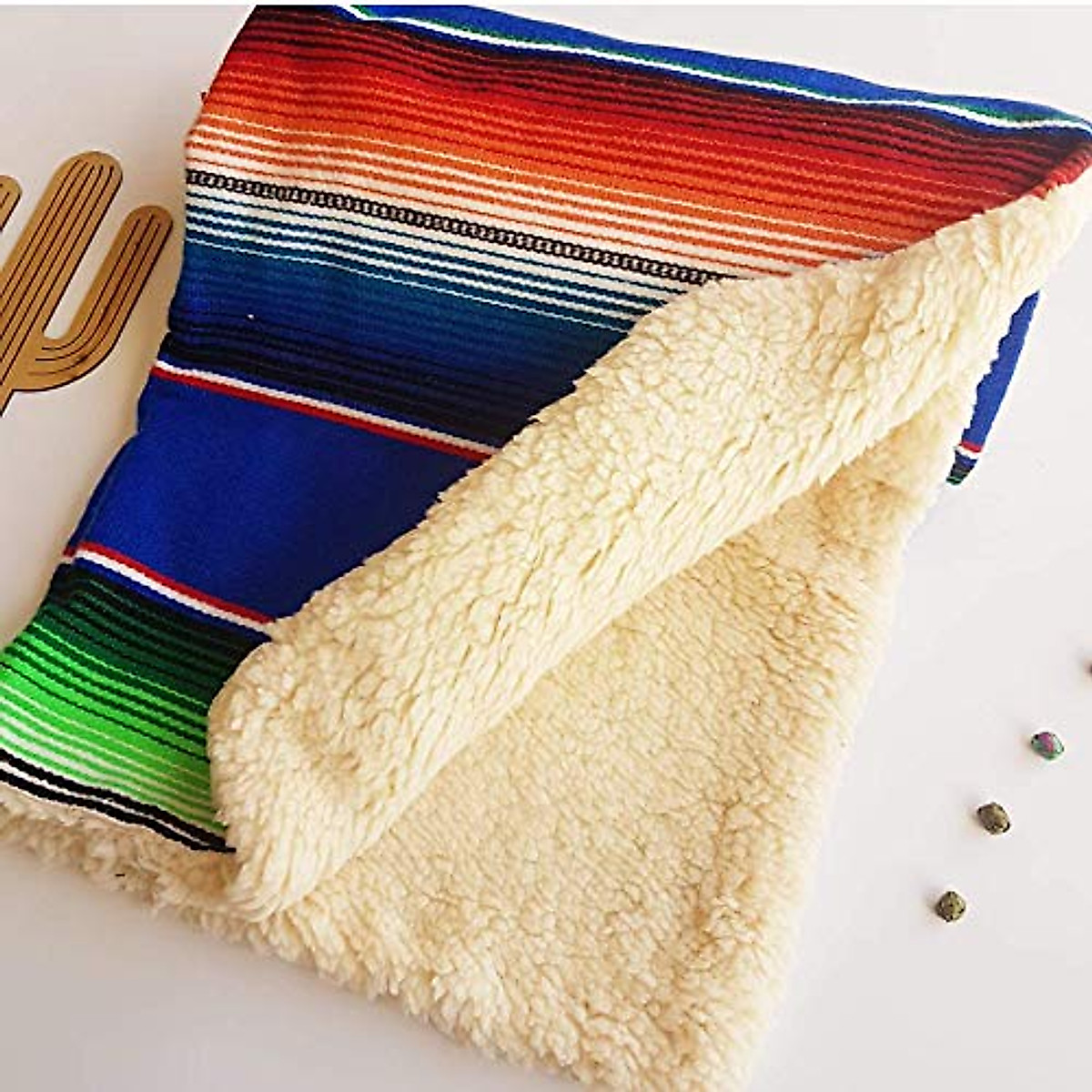 Bebe Trapoz Sarape Baby Blanket, cozzy Quilt, Mexican Blanket, Swaddle balnket, Lovey Blanket (Blue)