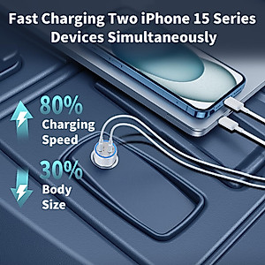 [Apple MFi Certified] iPhone 15 Fast Car Charger, KASHIMURA 72W Type-C Car Charger Fast Charging Cigarette Lighter + 2Pack USB-C Charge Cable for iPhone 15/15 Plus/15 Pro/15 Pro Max, iPad Pro/Air/Mini