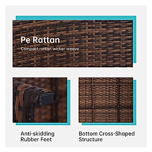 Patio Furniture Set Outdoor Furniture Wicker Conversation Set Rattan Outdoor Chairs Loveseats with Cushion Glass Table for Outdoor Indoor Use Poolside Lawn Porch Balcony Garden (Brown and Khaki)