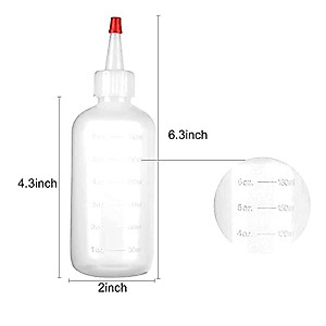 24 Pack 6oz Plastic Squeeze Bottles with Red Tip Caps and Measurement, Leak Proof Refillable Plastic Squeeze Condiment Bottles Container for BBQ, Ketchup, Sauces, Dressing, Syrup, Arts, Crafts, Glue