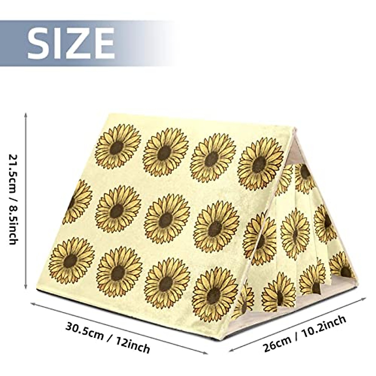 Guinea Pig House Bed, Rabbit Large Hideout, Small Animals Nest Hamster Cage Habitats Vintage Sunflowers Yellow
