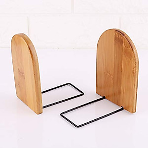 Book Ends, Nature Bamboo Bookends, Non-Skid Bookend Supports, Book Stopper for Books/Movies/CDs/Video Games (Single)