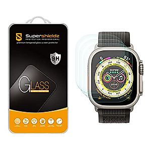 Supershieldz (3 Pack) Designed for Apple Watch Ultra 2 (49mm) / Apple Watch Ultra (49mm) Tempered Glass Screen Protector, Anti Scratch, Bubble Free