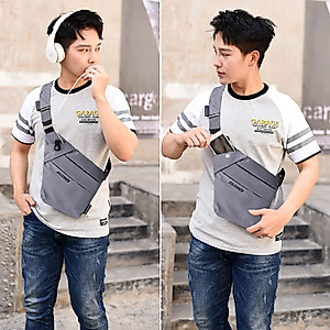 Strangefly Chest Sling Bag Anti-Theft Side Crossbody Backpack Casual Shoulder Daypack Lightweight Polyester Purse Pocket Bag for Men Women (Gray)