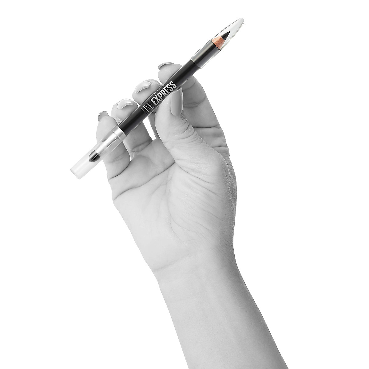 Maybelline Line Express Sharpenable Wood Pencil with Built-In Blending Smudger Tip Creamy Liner Eyeliner Eye Makeup, Soft Black, 0.035 oz.