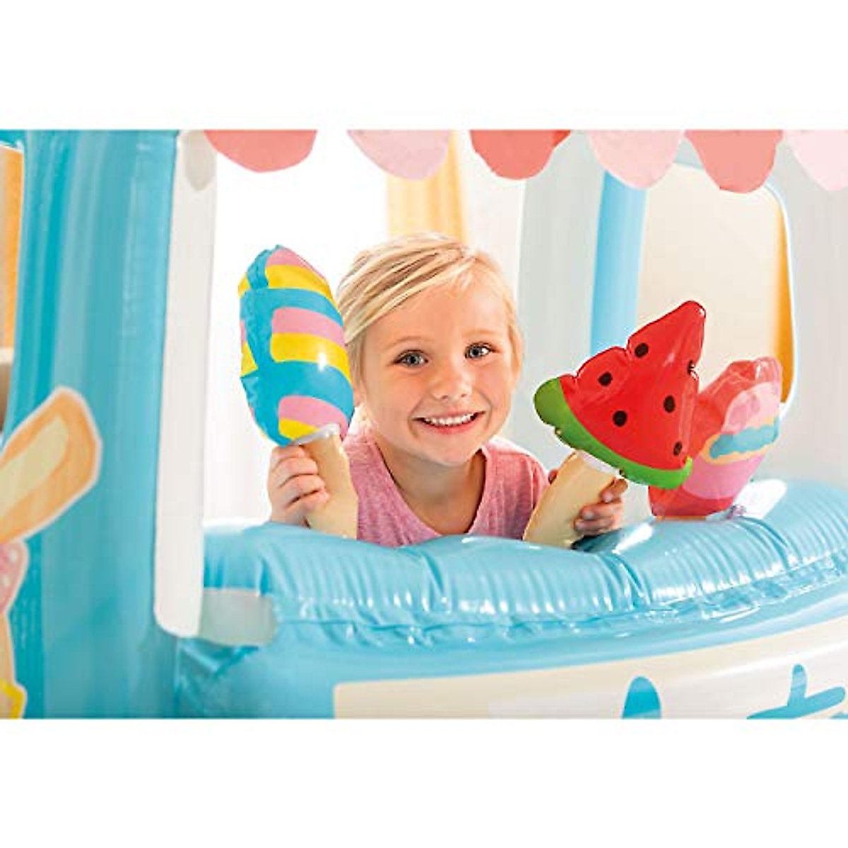 Intex Ice Cream Stand Inflatable Playhouse and Pool, for Ages 2-6, Multi, Model Number: 48672EP