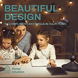 Home Intuition Classic Antique Retro Adjustable Leaning Piano Lamp Banker Desk Light (Matte Black)