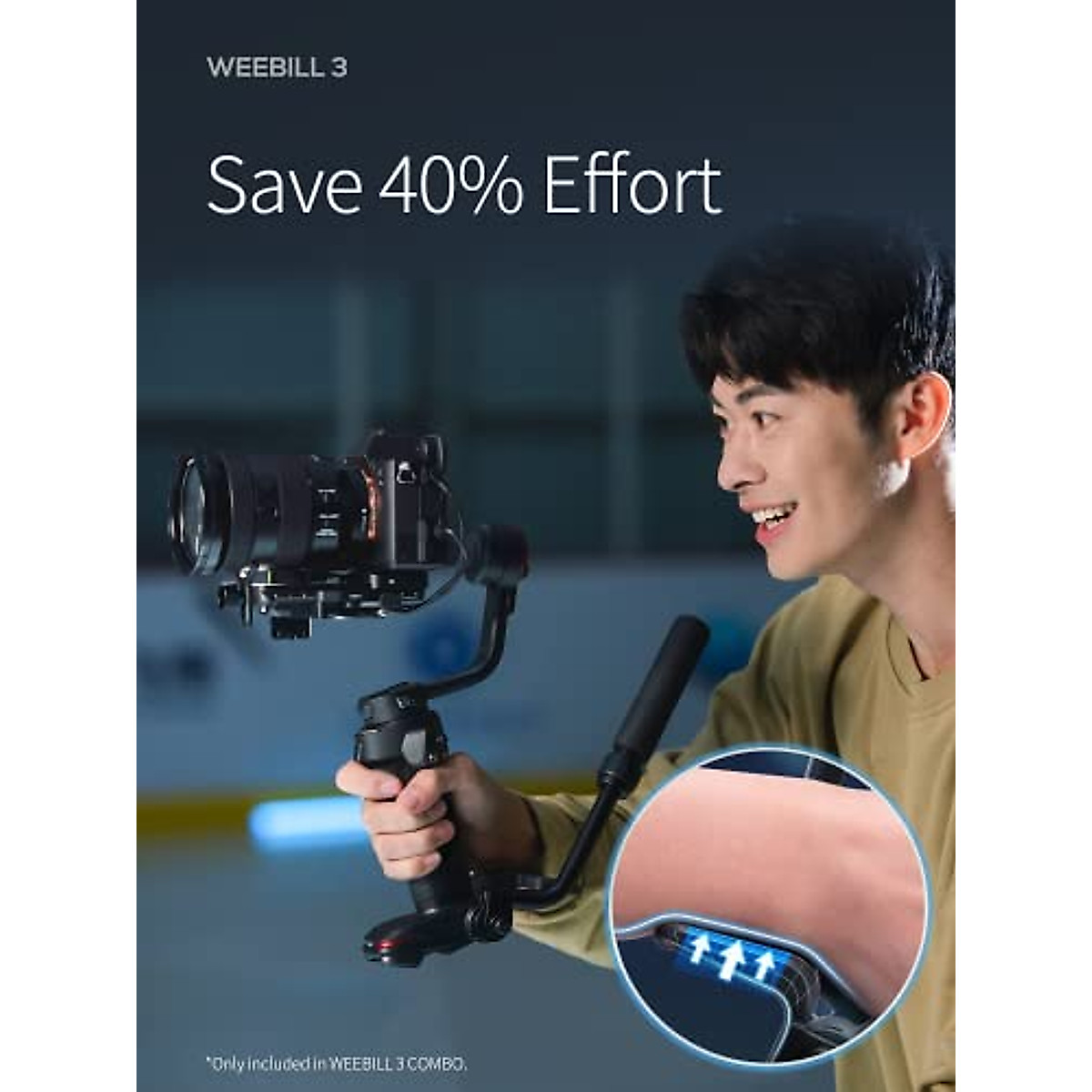 ZHIYUN Weebill 3 Combo, Gimbal Stabilizer for DSLR and Mirrorless Camera, Nikon Sony Panasonic Canon Fujifilm BMPCC 6K, Extendable Sling Grip, Wrist Rest, Fill Light & Mic Integration, PD Fast Charge