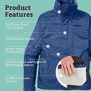 MARMOT Men's Precip Eco Jacket | Lightweight, Waterproof Jacket for Men, Ideal for Hiking, Jogging, and Camping, 100% Recycled Arctic Navy, Large